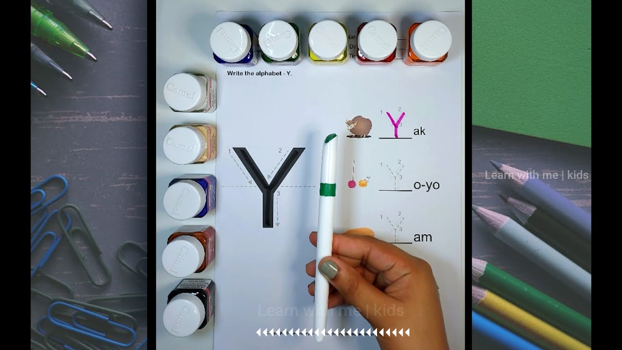 Learn to Write and read Alphabets | Letter Y With Examples | Kids A for ...