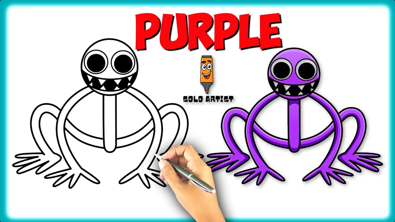 How to DRAW PURPLE from ROBLOX RAINBOW FRIENDS | Simple & Easy - YouTube