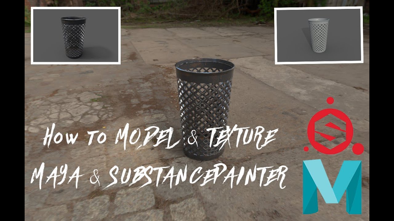 How to Model & Texture a Wire Frame Dustbin in Maya & Substancepainter ...