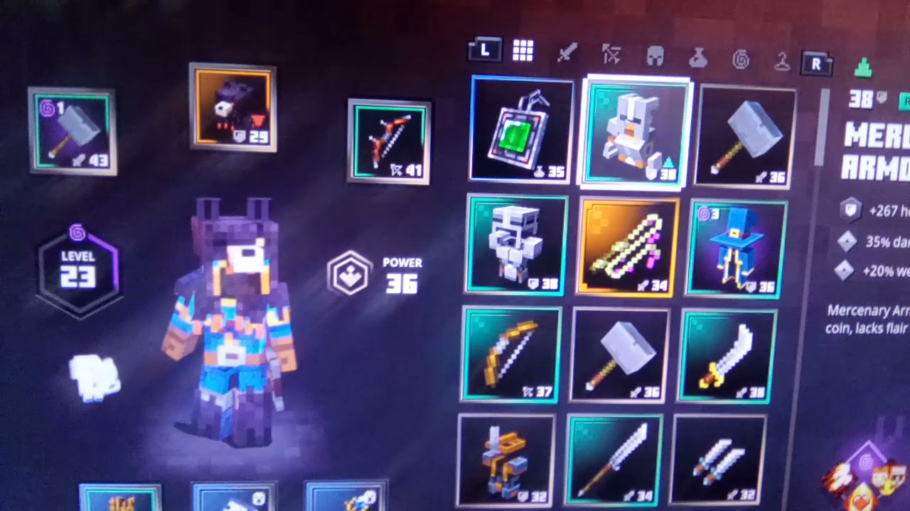my inventory in Minecraft dungeons - YouTube