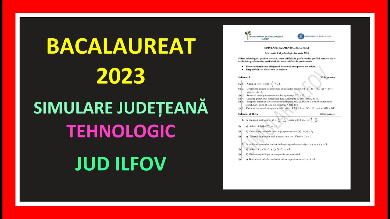 SIMULARE BACALAUREAT MATEMATICA 2023 MODEL REZOLVAT BAC M2 PROFIL ...