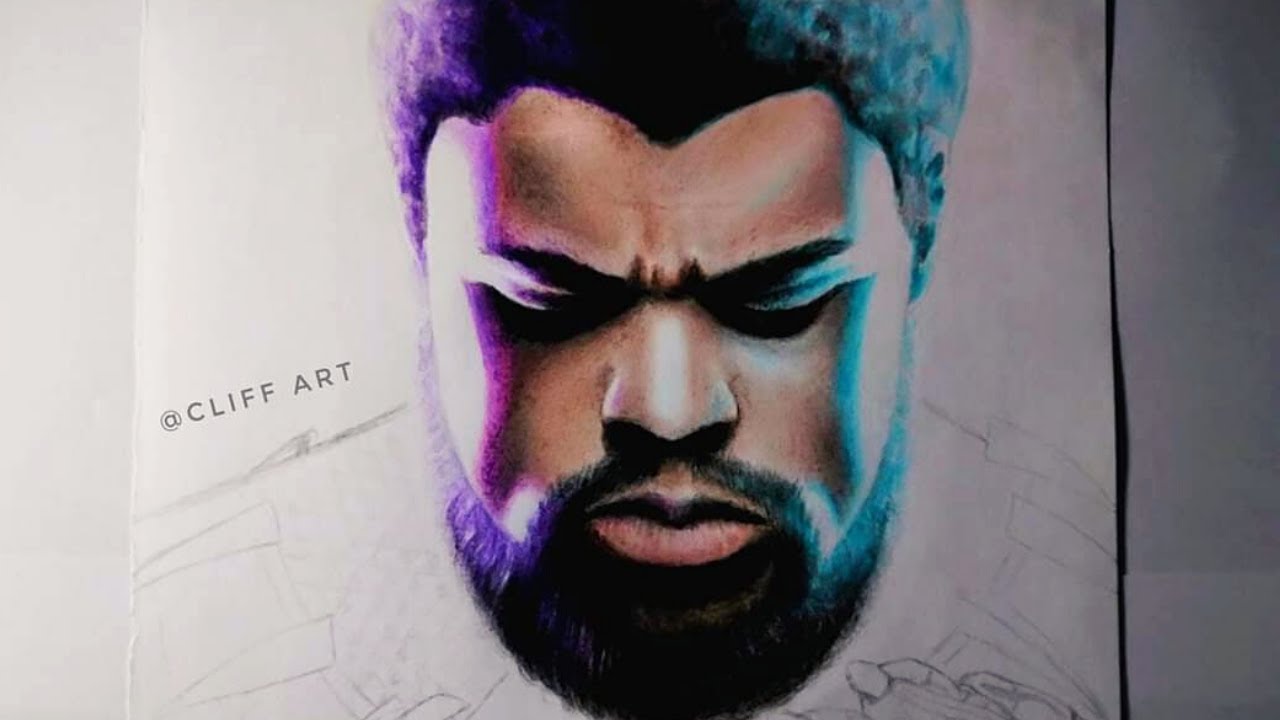 Drawing Chadwick Boseman as Black Panther | Cliff Art - YouTube