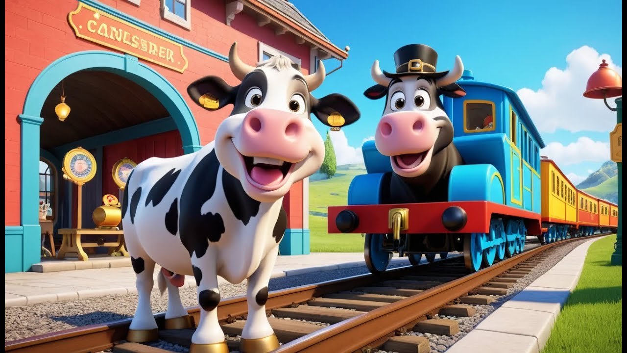 Five Little Cows on the Train Rhyme Song | Popular Nursery Rhyme ...