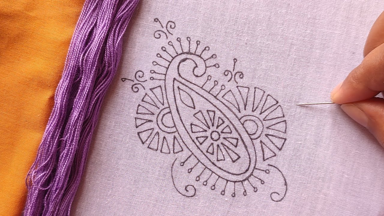 hand embroidery design,simple Flower stitch dress design,জামার মাঝের ...