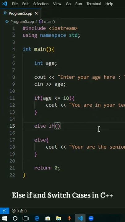 Else If And Switch Cases In C Code Codewithharry Cplusplus Vscode Cplusplusprogramming