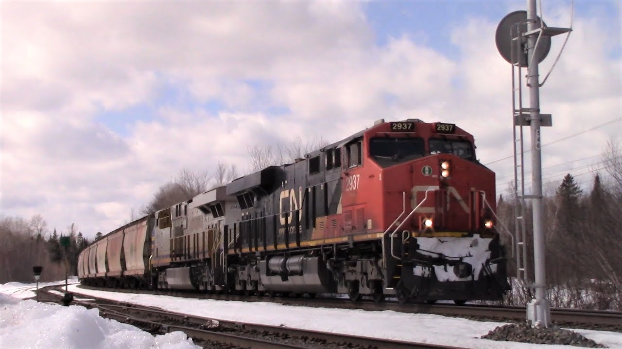 Heavy Potash Train CN 730 w/Rear DPUs at Cantor East - Hardwood Ridge, NB - YouTube