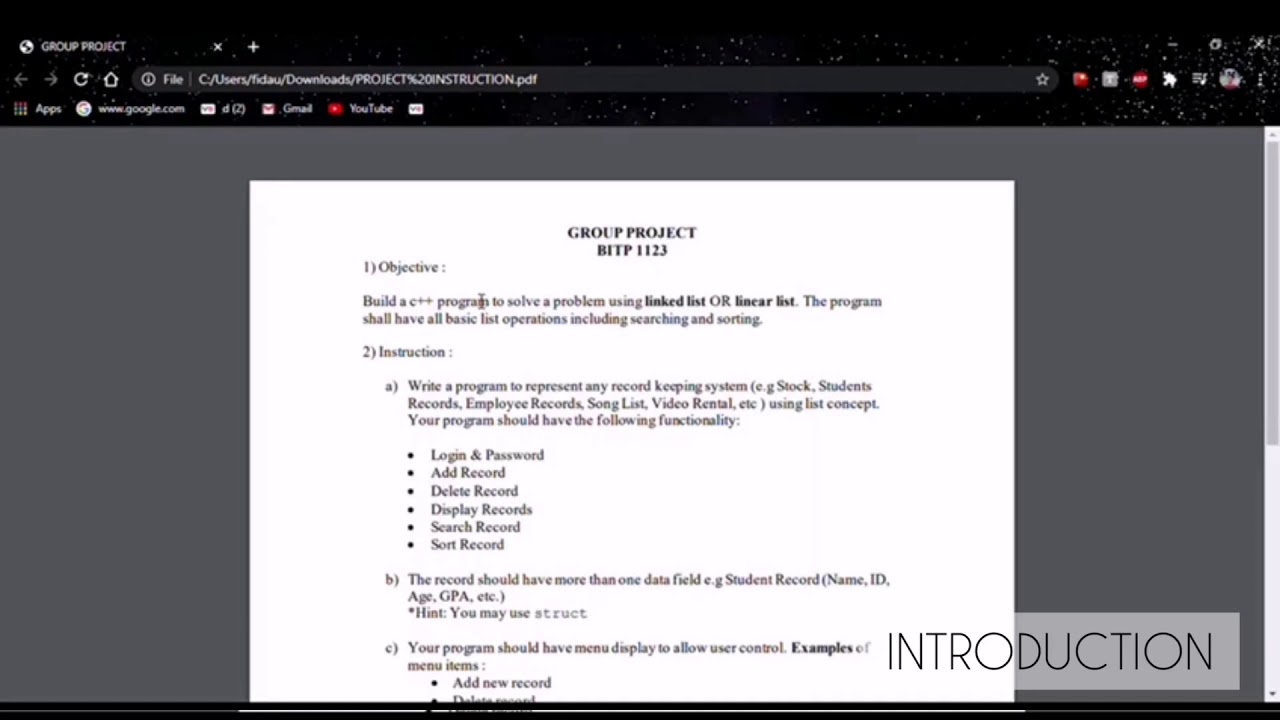 Bitp 1123 Data Structure And Algorithm Project Youtube 2557