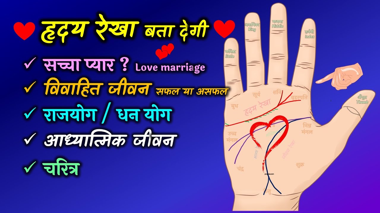 ह्रदय रेखा | hriday rekha | Heart Line | प्यार में असफलता | Rajyog ...