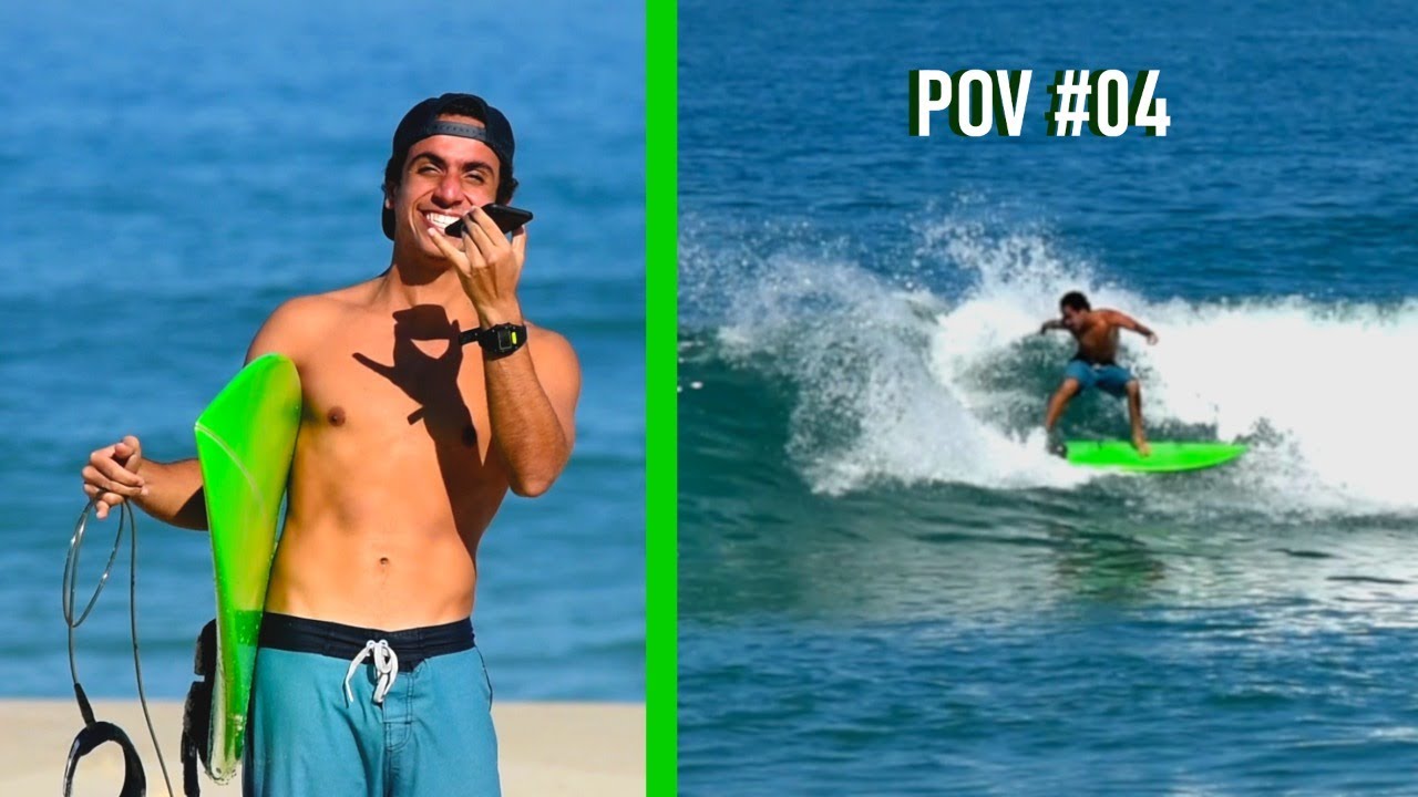 PRIMEIRO SURF COM A PRANCHA NOVA - POV #04 + imagens de fora d'água ...