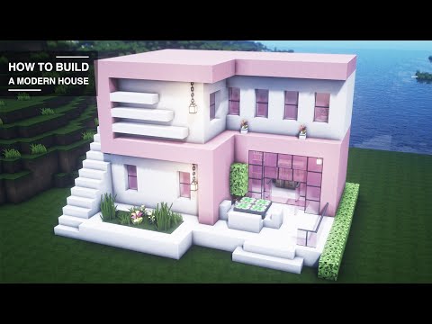 Minecraft 🌸How to build a modern pink house #461 - YouTube