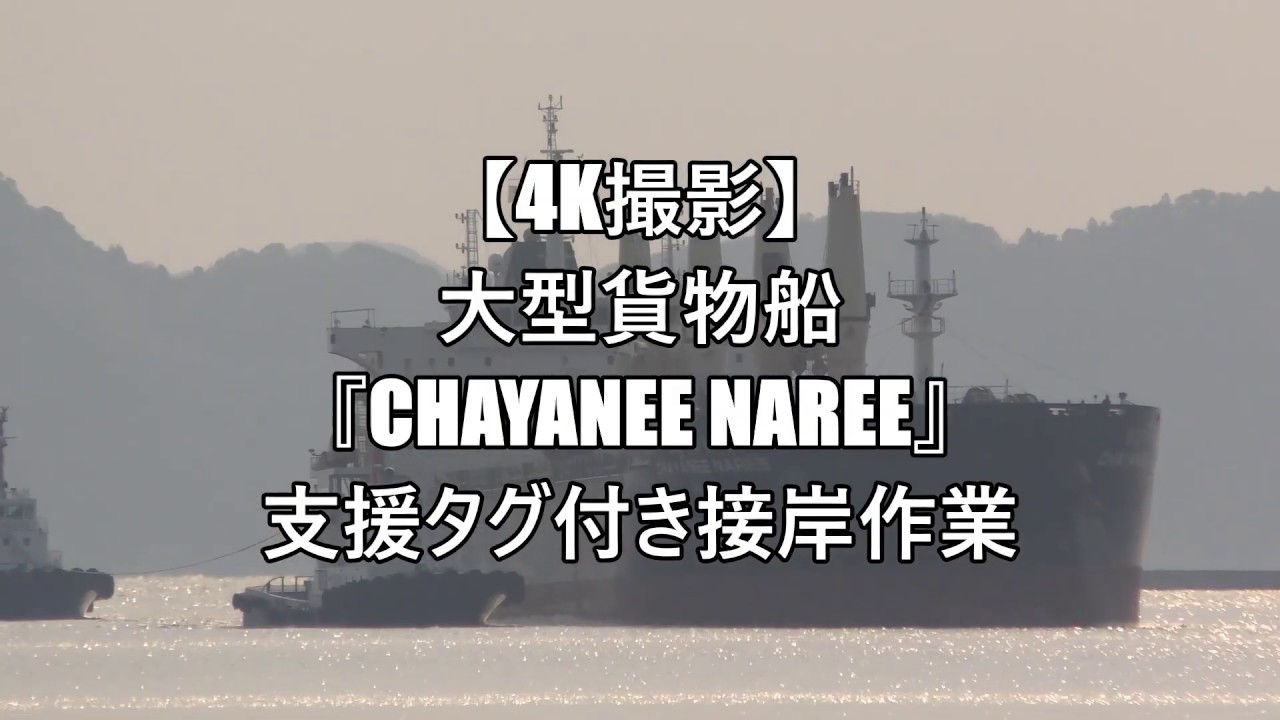 【4K撮影】大型貨物船『CHAYANEE NAREE』支援タグ付き接岸作業 - YouTube