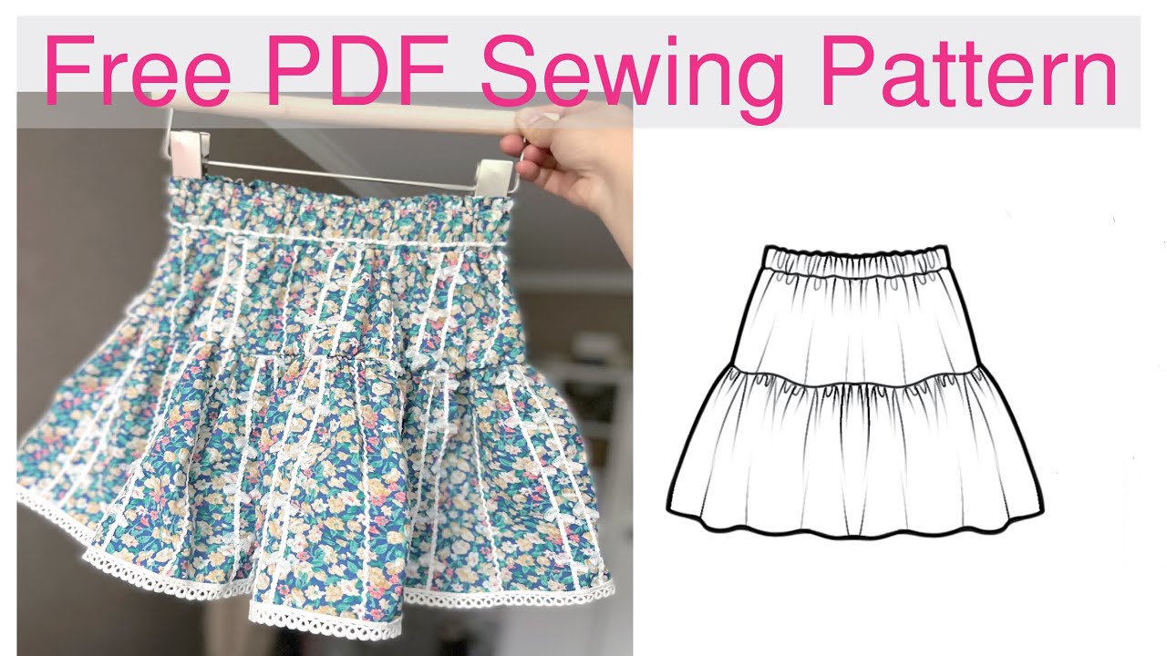 Girls Skirt Sewing Tutorial-Free PDF Sewing Pattern - YouTube