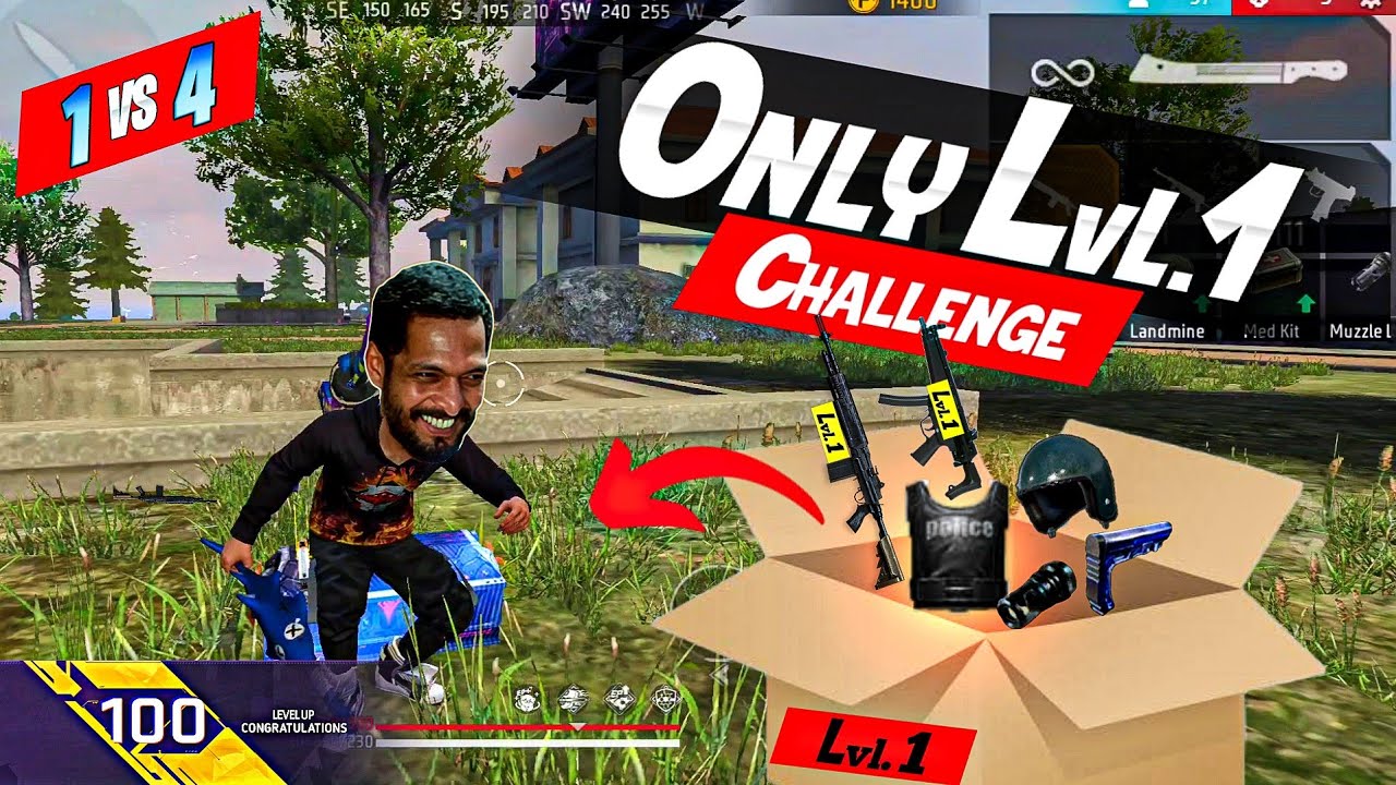 Only Level 1 Loot Challenge 🤯 Solo VS Squad Hardest OP 19 KILLS 🔥 ...