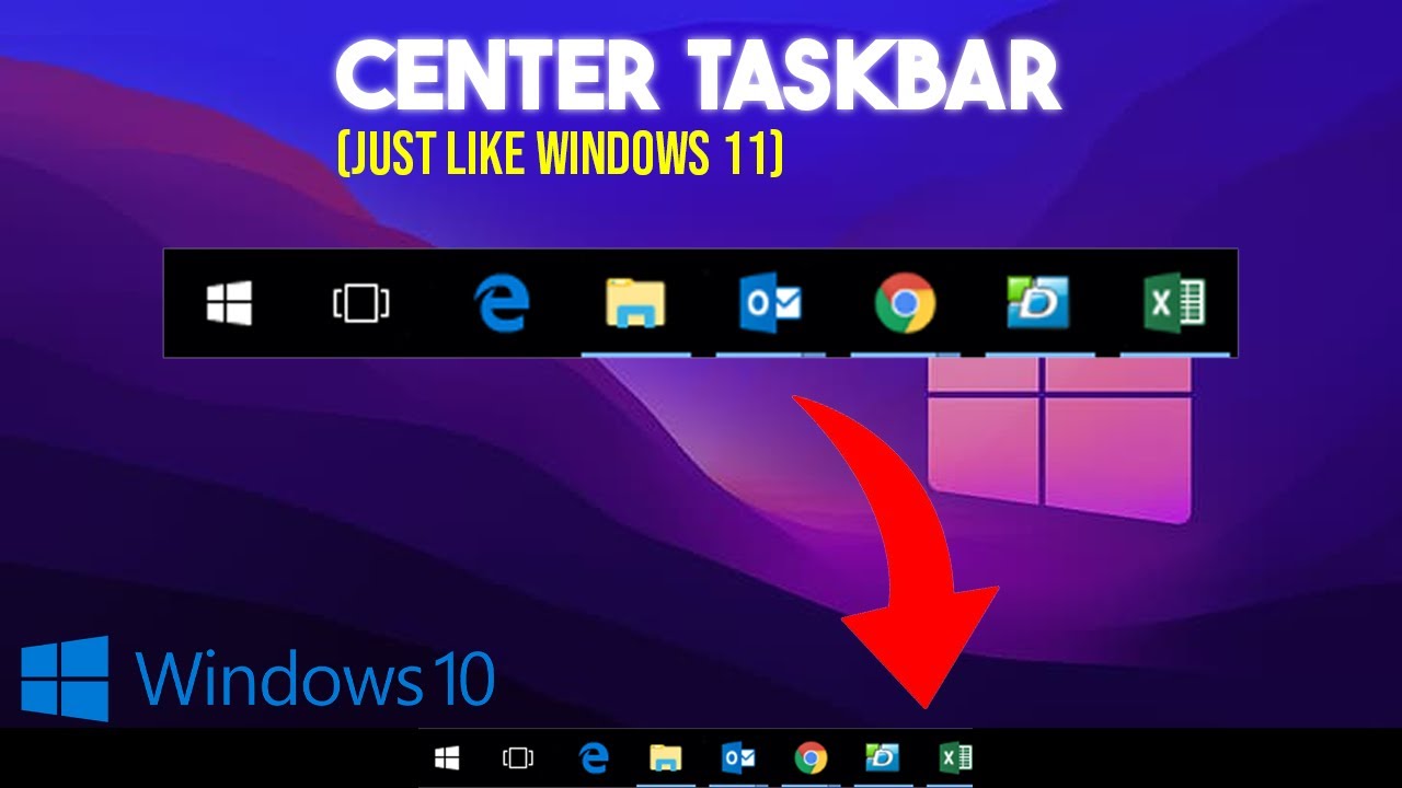 How to Center the Taskbar Icons on Windows 10 (2024) - YouTube