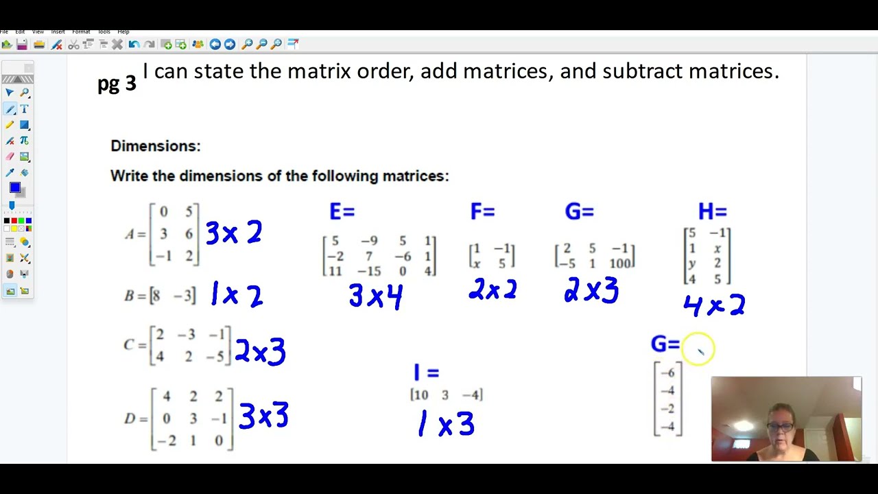 U5T1 Name, Add, Subtract Matrices - YouTube