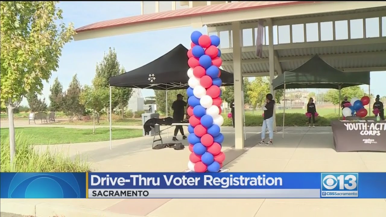Drive-Thru Voter Registration Event Held In Sacramento - YouTube