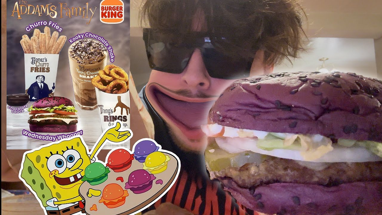 Purple Whopper! Burger King NEW Addams Family Meal Review - YouTube