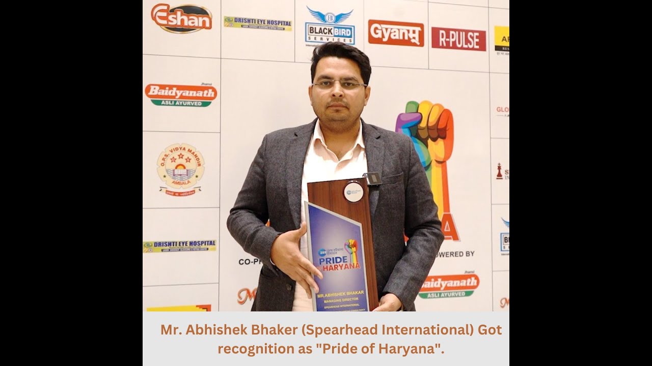 Mr Abhishek Bhaker Md Of Spearhead International Awarded As Pride Of Haryana By Zee Phh