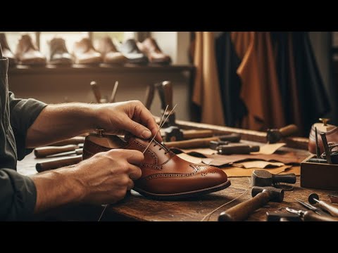 Premium Leather Crafting & Stitching Process | Handmade Shoe Upper ...