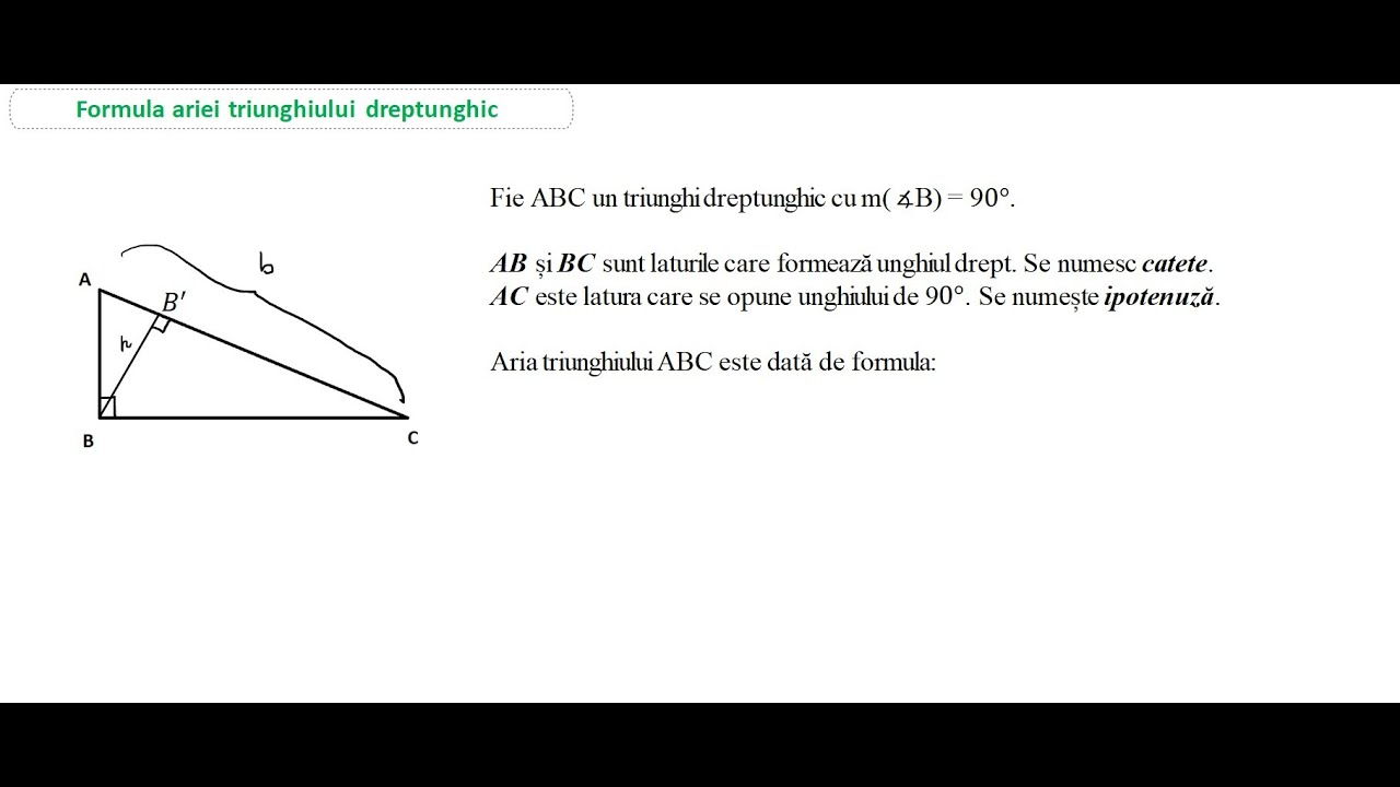 Formule pentru aria triunghiului dreptunghic - YouTube