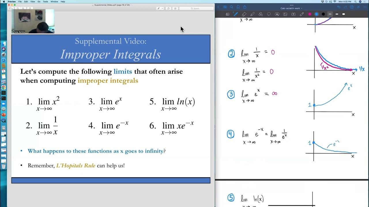 Supplemental Video: Improper Integrals (Ex 1) - Common LIMITS that arise in improper integrals ...