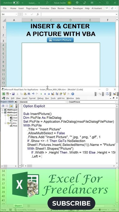 How To Insert A picture In Excel With VBA #SHORTS - YouTube