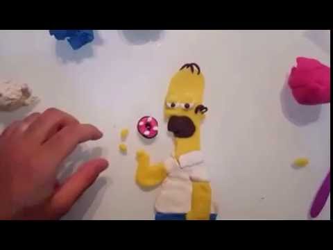 Play doh Homer Simpson eating donut - YouTube
