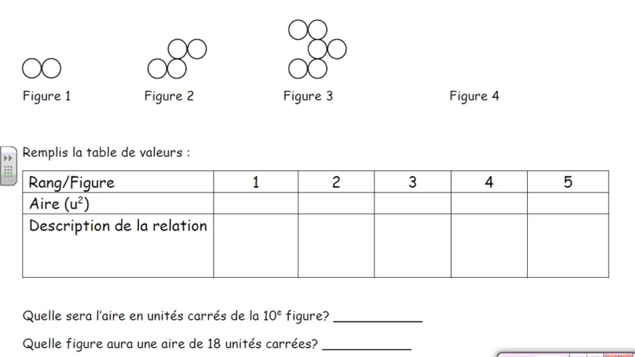 Exemple la relation dans les régularités - YouTube