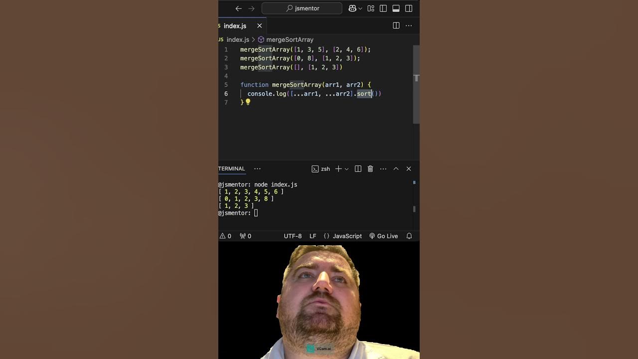 Intreview question - merge two sorted array #javascript #motivation #programmer #interview - YouTube