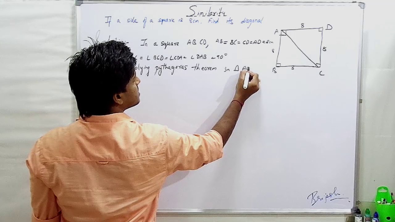 61: Similarity: If a side of the square is 8 cm. Find its diagonals ...