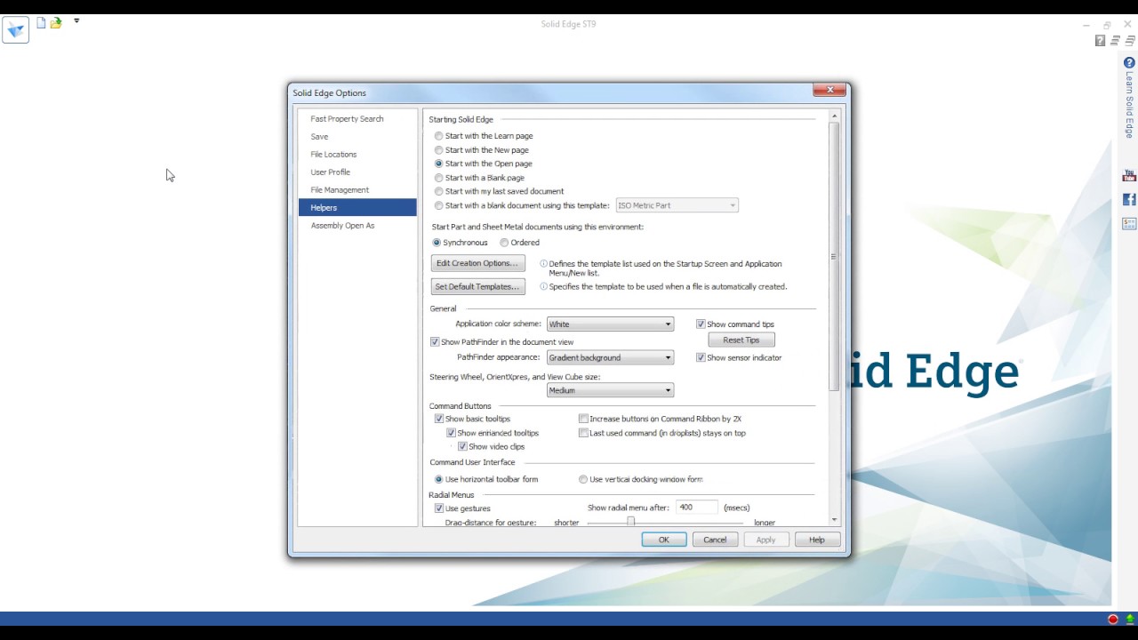 How to move Solid Edge Default from Synchronous to Orderd - YouTube