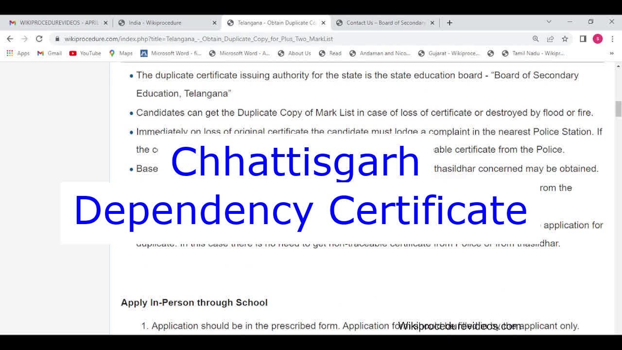 Chhattisgarh - Apply Online Dependency Certificate - YouTube