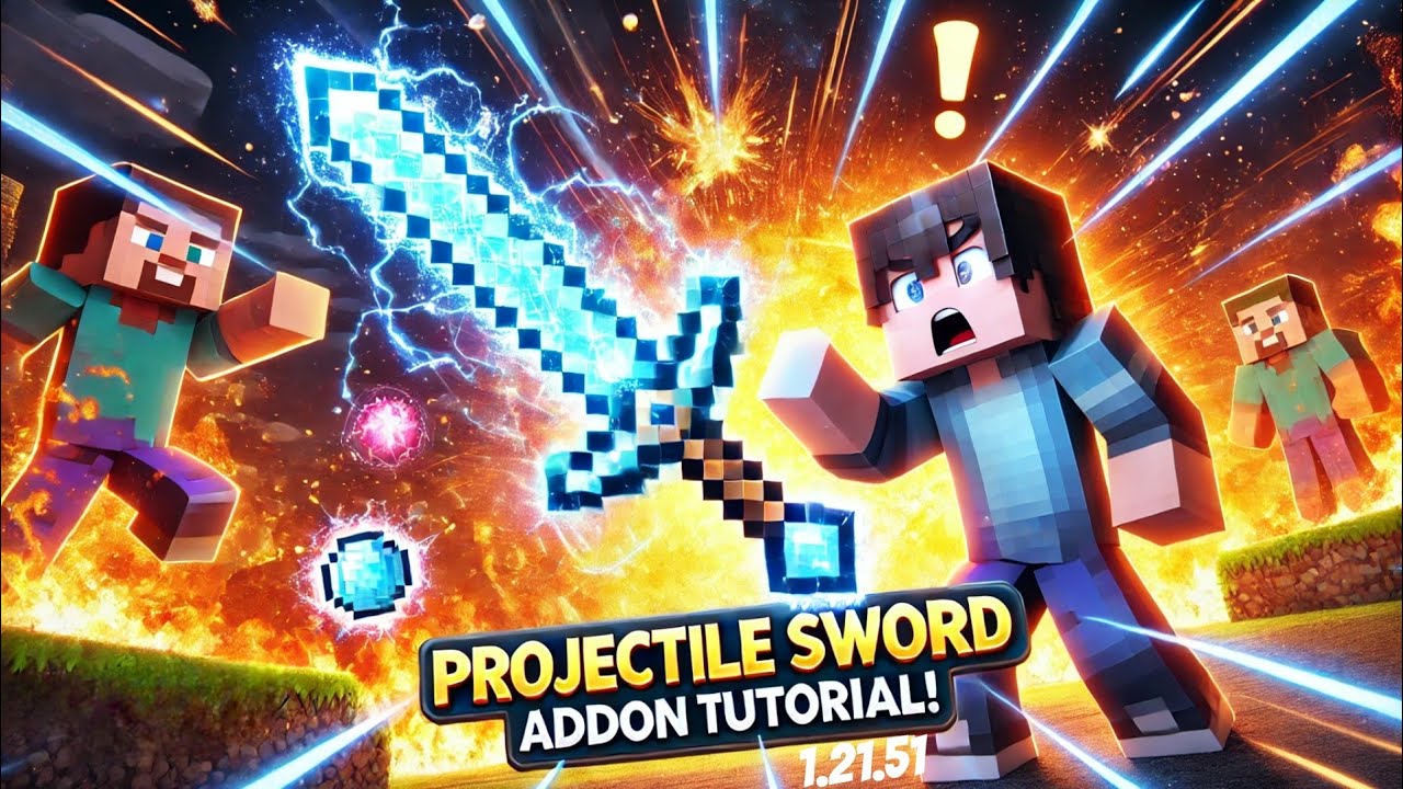Projectile Sword Tutorial For MCPE 1.21.51 - YouTube