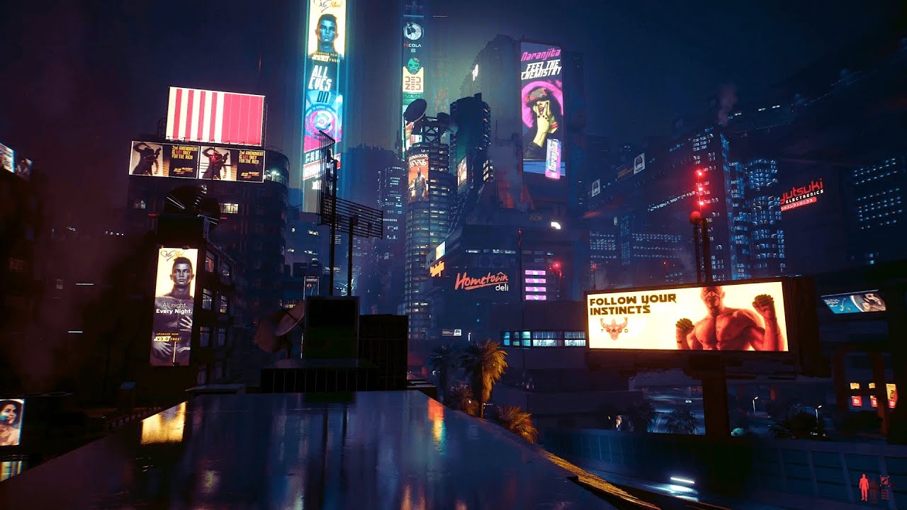 Cyberpunk 2077 City Rooftop Ambience - YouTube