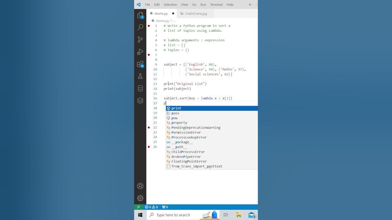 Use Of Lambda Function In Sorting Shortsvideo Coding Lambdaexpression Youtube 