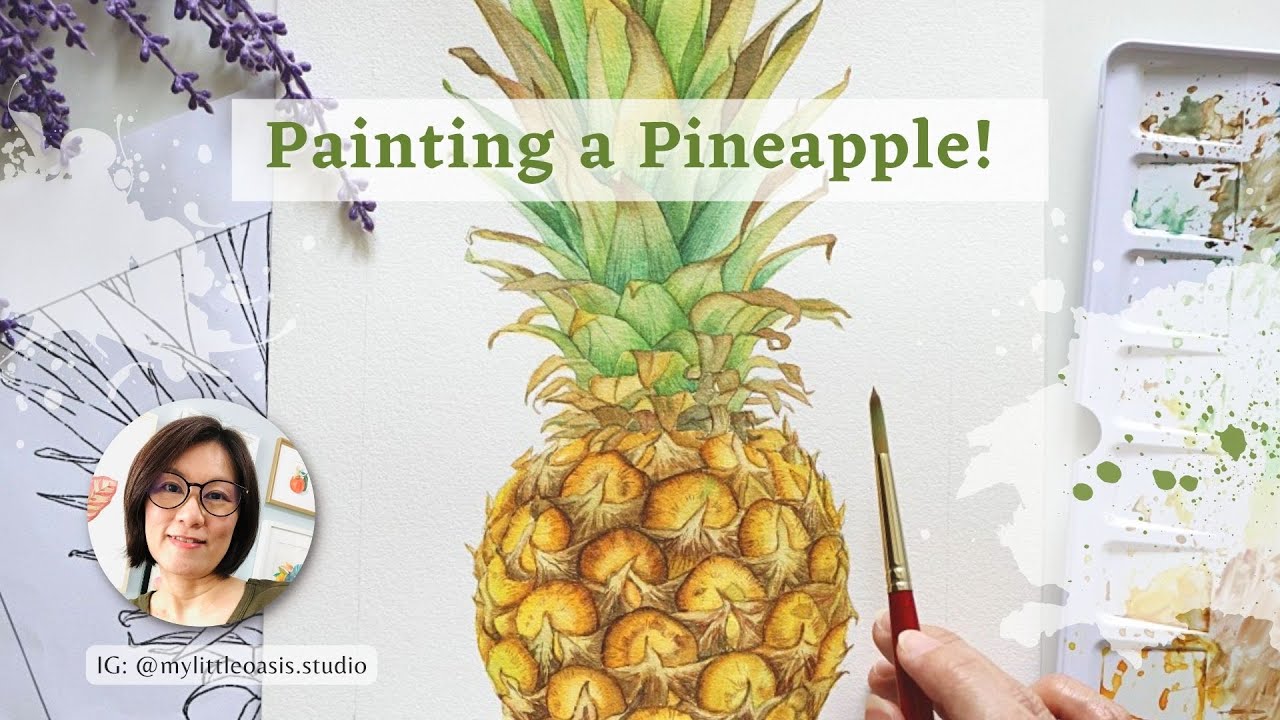 Watch Me Paint a Realistic Watercolor Pineapple Step-by-step 🍍 ...