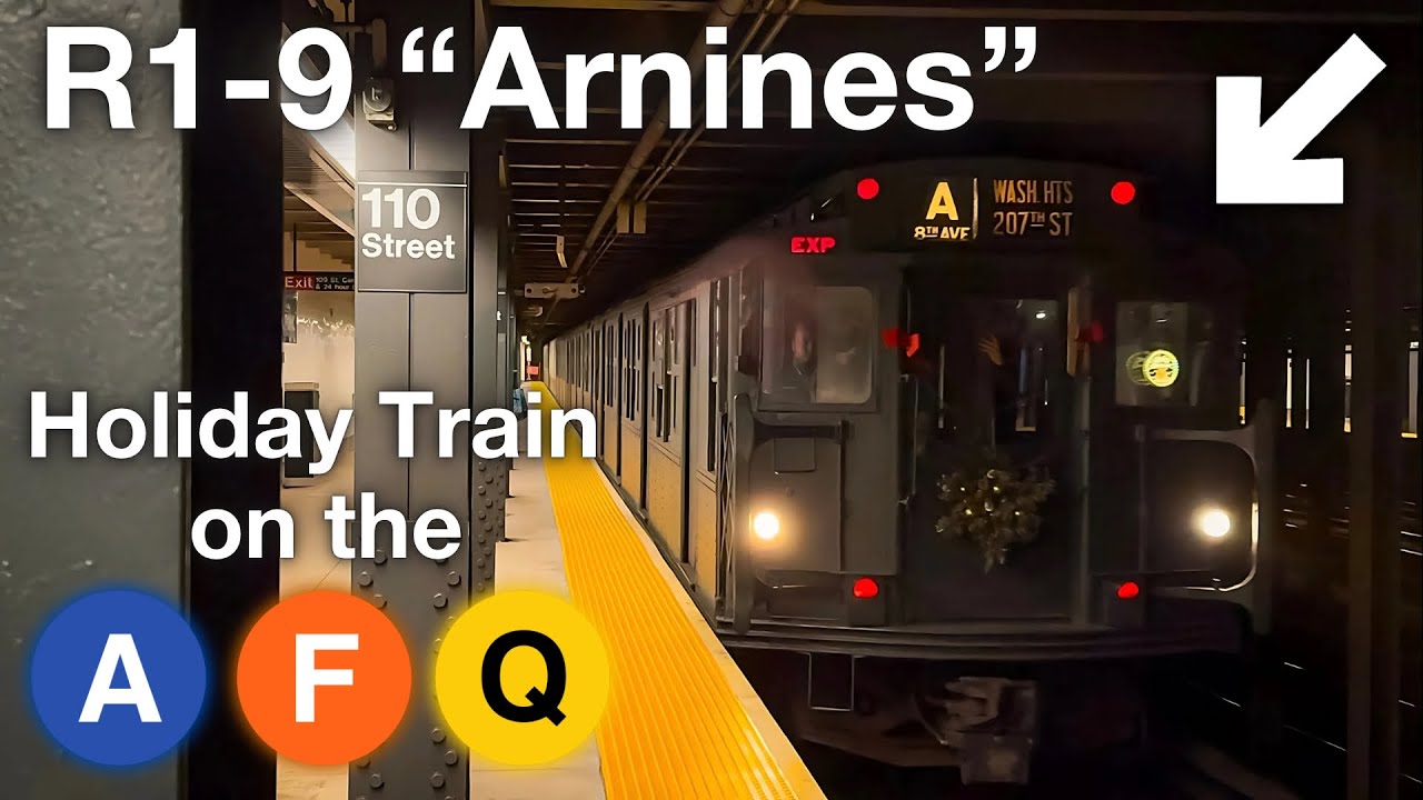 ᴴᴰ⁶⁰ ᴴᴰᴿ NYC Subway: 2024 NYTM R1-9 "Arnines" Holiday Train Action (to ...