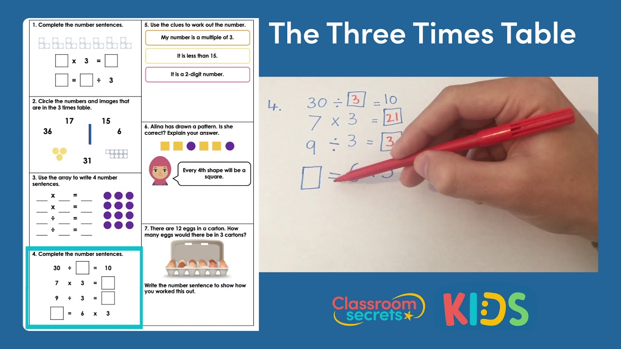 Year 3 The Three Times Table Answer Video - YouTube