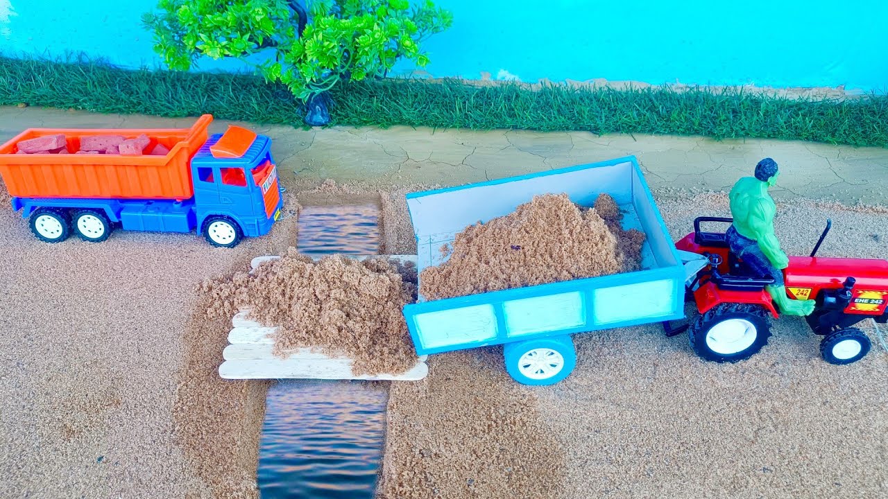 Diy mini tractor bridge | mini tractor making a bridge with sand and ...