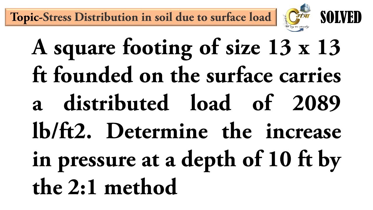 A square footing of size 13 x 13 ft founded on the surface carries a ...