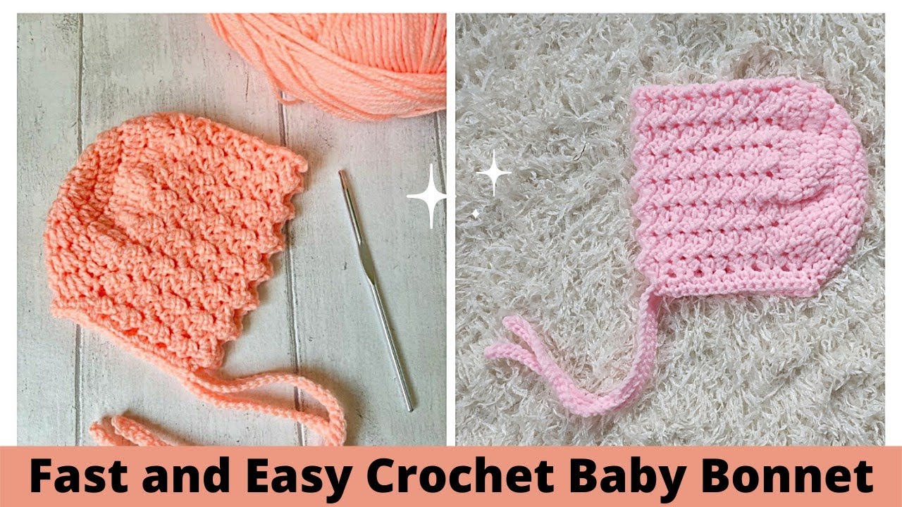 How to Crochet A Simple Crochet Baby Bonnet for Beginners - YouTube