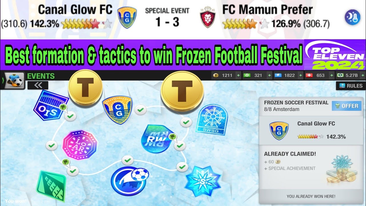 How I got 60 Tokens in Frozen Football Festival event by best formation ...