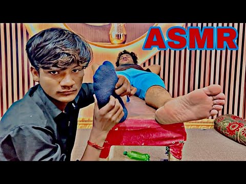 ASMR : FEET CARE MASSAGE || FEET TICKLE WEARING SOCKS 🧦 