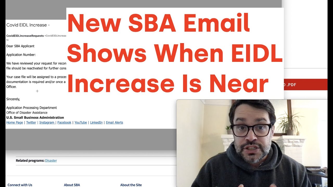 New SBA Email Shows When EIDL Increase Is Getting Close - YouTube
