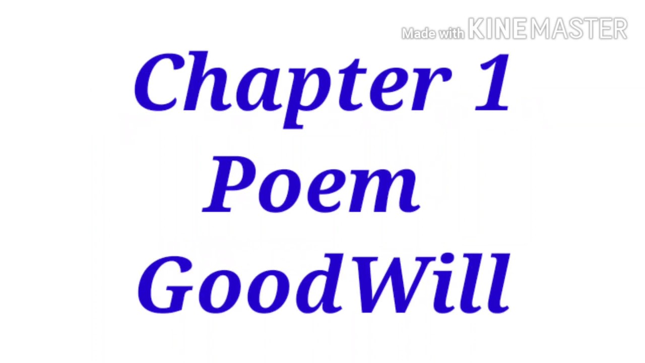 Goodwill Poem Class 10 Special English MP Board - YouTube
