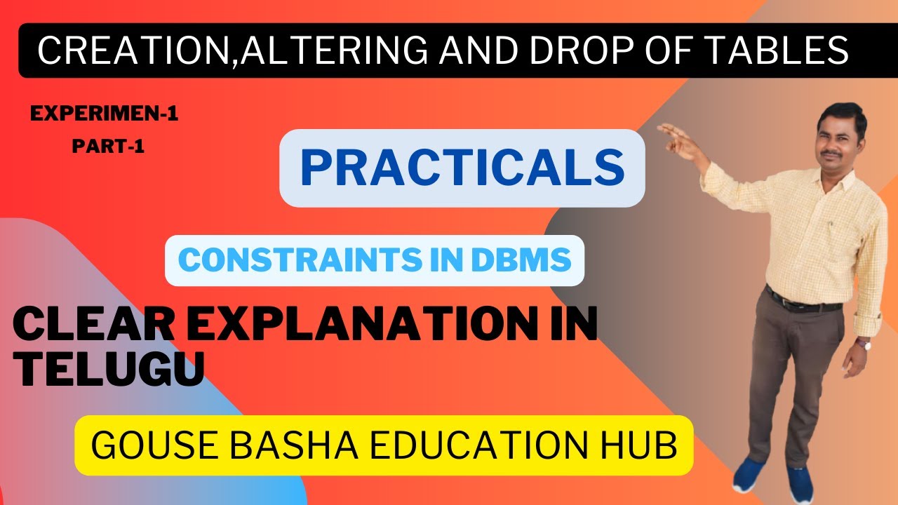 Creation Altering And Dropping Of Tables In Sqldbms Sql Dbmstutorials Constraints In Telugu 7051