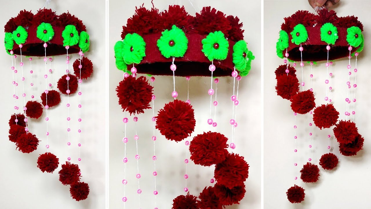 Beautiful Woolen Craft!! Woolen Thread Wall Hanging Idea | Decoration ...