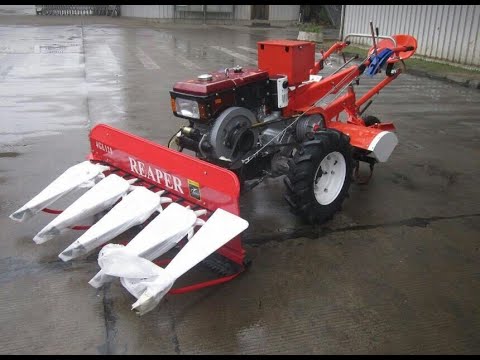 Reaper Installation with Power Tiller - YouTube