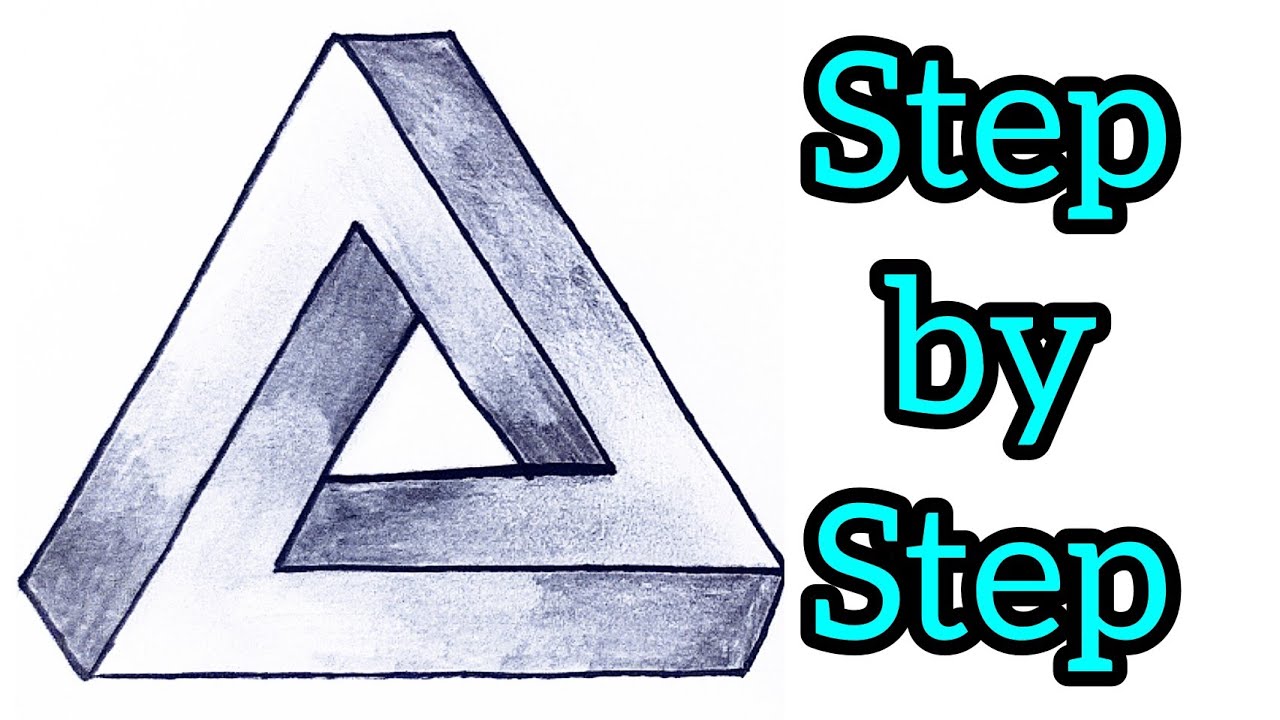How To Draw The Impossible Triangle Easy || 3D Drawing || Triangle ...