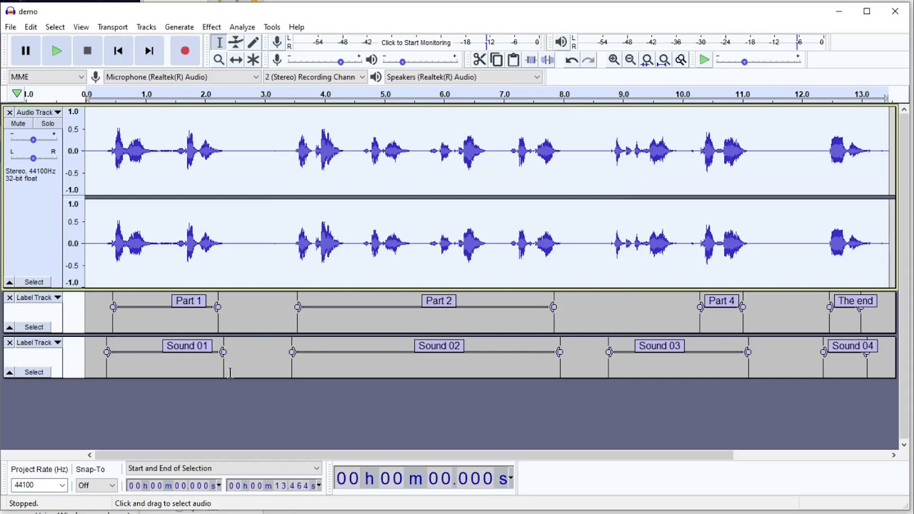 Audacity labels for narration - YouTube